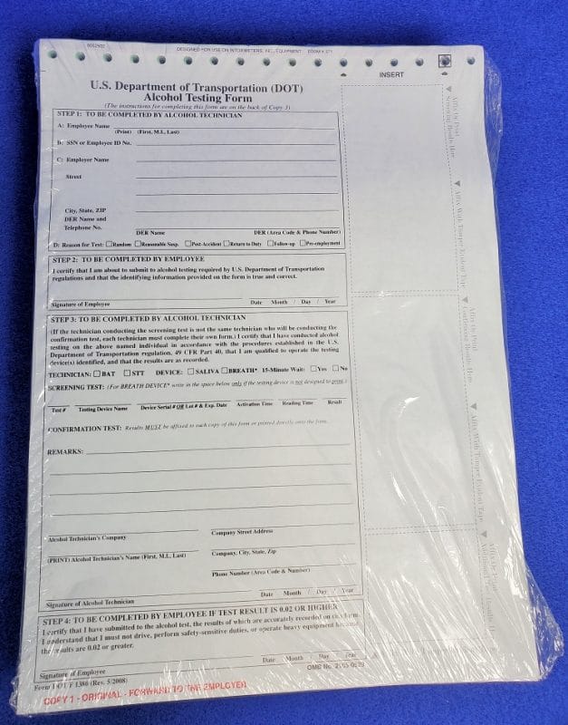 DOT Alcohol Testing Forms